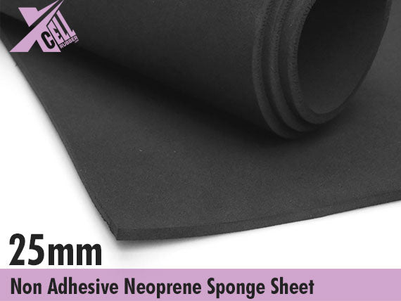 25mm Thick Non-Adhesive Neoprene Sponge Sheet - 1 Metre x 1 Metre ...