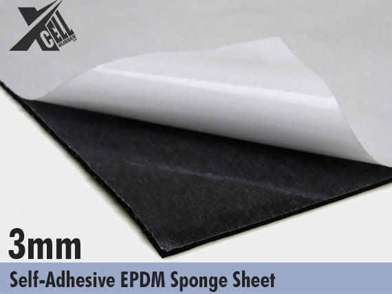 3mm Thick Self-Adhesive EPDM Sponge Sheet - 1 Metre x 1 Metre | XCellRubber